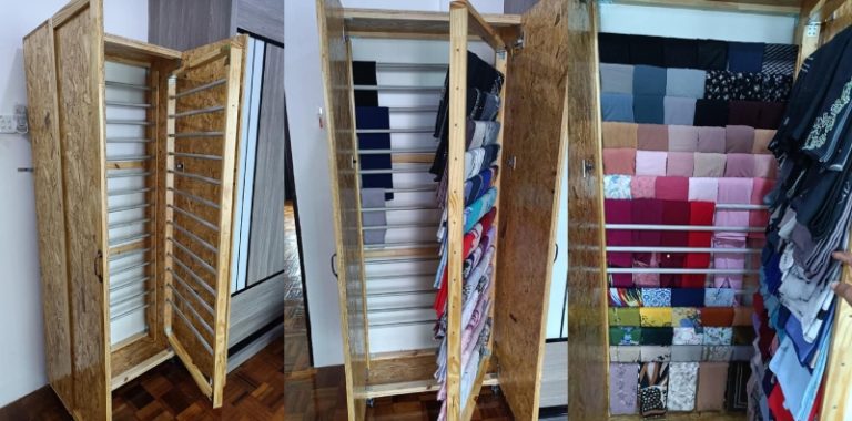 DIY Almari Tudung Isteri, Boleh Muat 100+ Helai!