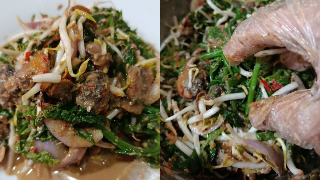 Resipi Kerabu Tauge Kerang Pucuk Paku, Salad Istimewa Melayu