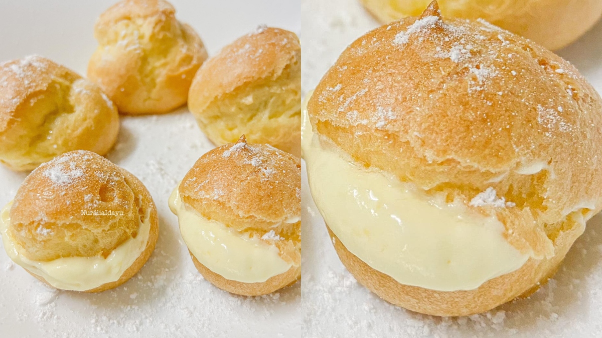 Resipi Cream Puff Gebu, Belah Tengah Tiada Isi Tanda Menjadi