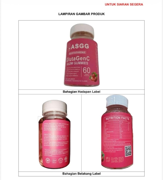 ASGG Gluta Genc Glow Gummies Kini Dilarang Jual Oleh KKM!