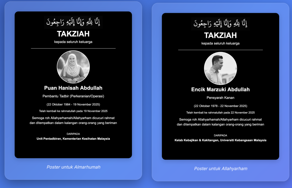 Poster Takziah Siap Sekelip Mata Guna Laman Web TAKZIAH