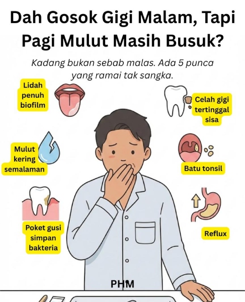 Pagi Mulut Busuk Walau Malam Dah Gosok Gigi? Ini 5 Puncanya