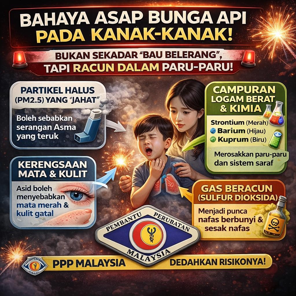 Ini 4 Bahaya Asap Mercun & Bunga Api Kepada Kanak-Kanak
