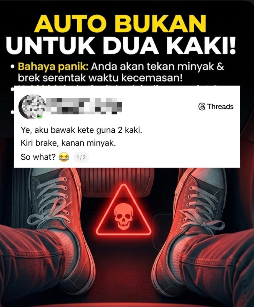Bahaya Memandu Kereta Automatik Menggunakan Dua Kaki