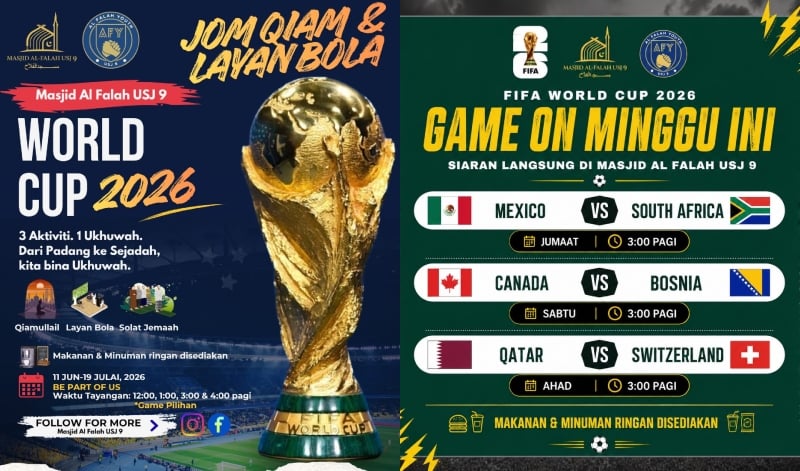 Kaki Bola Pergi Masjid Al Falah Tengok World Cup, Qiamullail